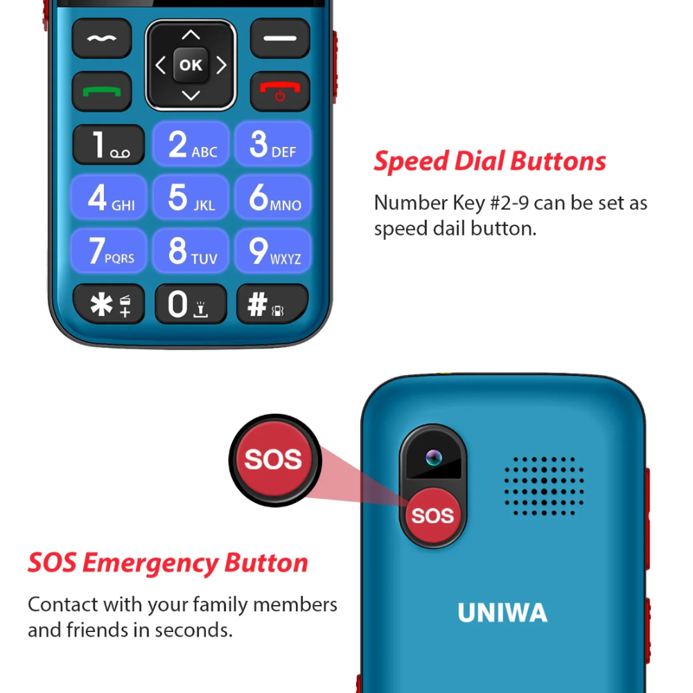 4G Big Button Cellphone For Seniors With Cradle Charger and SOS Button ...